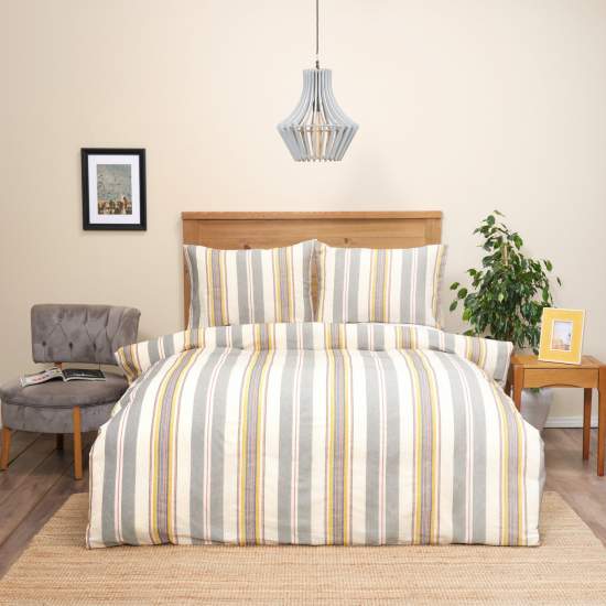 Karaca Home Lesli Mustard Double Yarn Dyed Duvet Cover Set