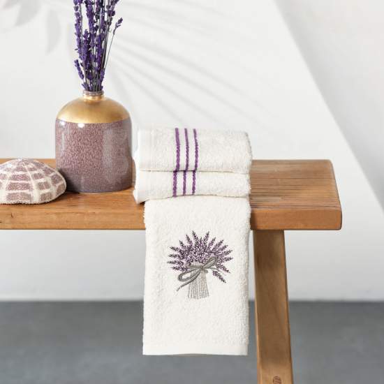 Karaca Home Lavander 100% Cotton 3 Piece Towel Set