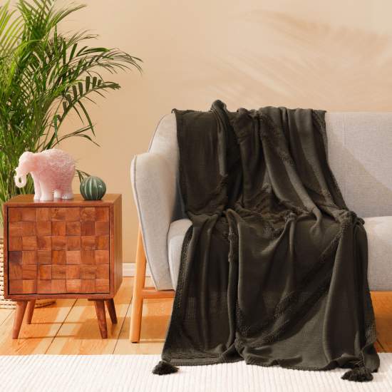 Karaca Home Karlo Khaki Knitwear Tv Blanket 130x170 cm