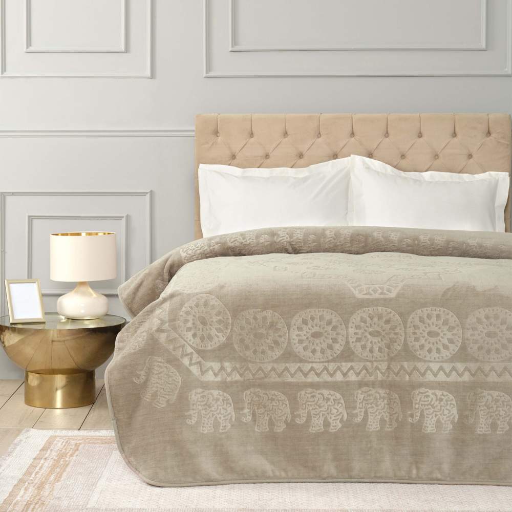Karaca Home Elephant Mink Double Soft Embosy Blanket