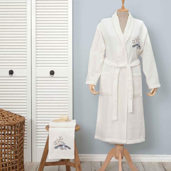 Karaca Home Dina Women's 100% Cotton Bathrobe Set L/XL