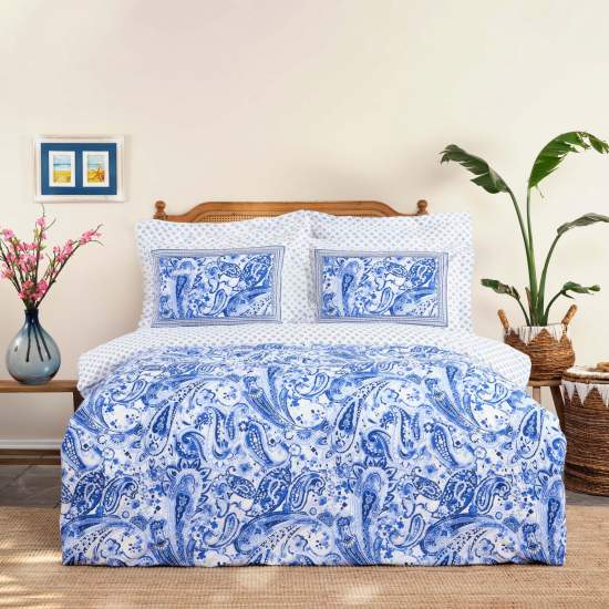 Karaca Home Bellance Blue 100% Cotton Single Duvet Cover Set