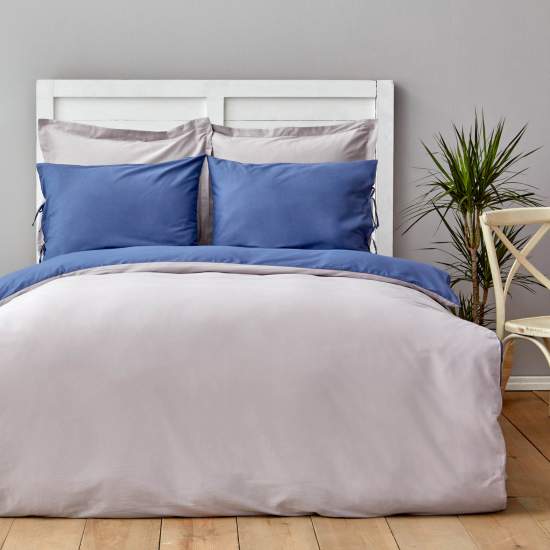 Karaca Home Basic Indigo-Grey Double Sided Single Duvet Cover Set