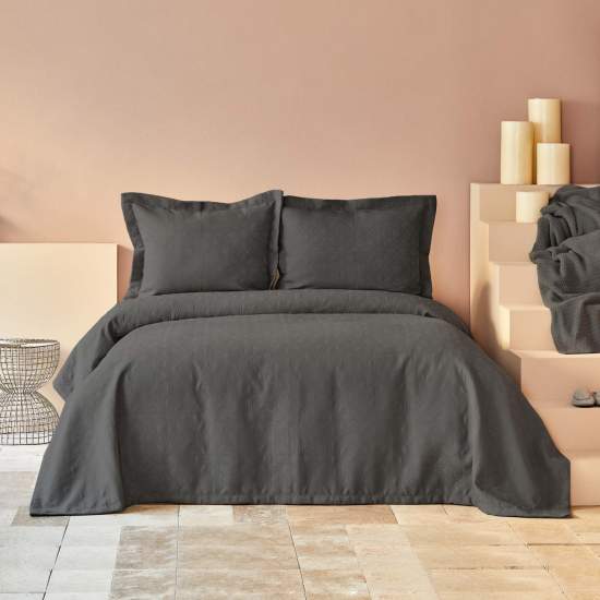 Karaca Home Back To Basic Double Bed Linen Anthracite