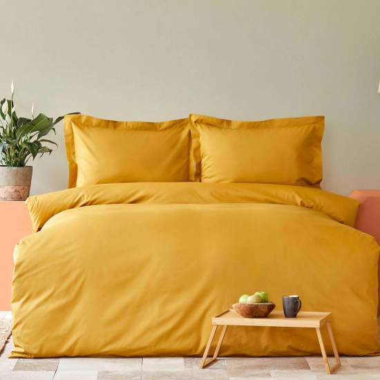 Karaca Home Back To Basic Light Mustard 100% Cotton Double Duvet Cover Set