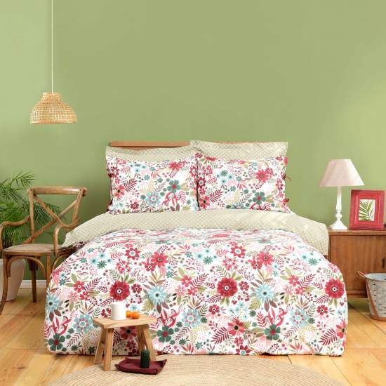 Karaca Home Antro Green 100% Cotton Double Duvet Cover Set