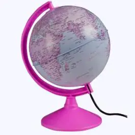 Svetleći globus pink ø 20 cm na srpskom jeziku