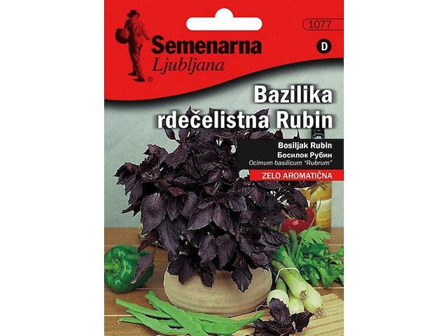 Seme za začinsko bilje 2 kesice - Bosiljak rubin - Ocimum basilicum Semenarna 1077
