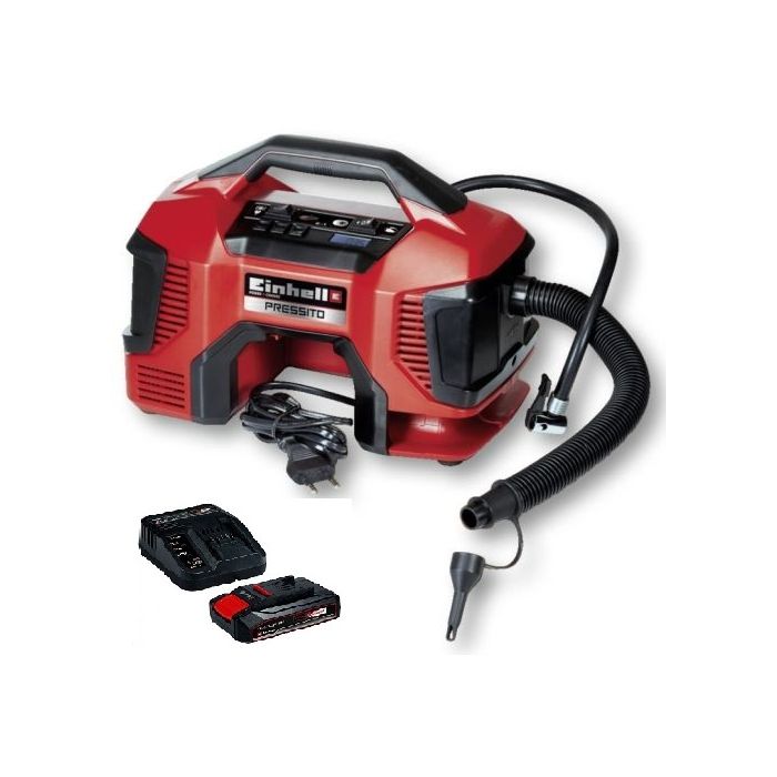 Hibridni kompresor 6u1 (aku + struja) PRESSITO SET 2.5Ah EINHELL