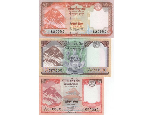 NEPAL 5, 10 i 20 Rupees 2020 UNC