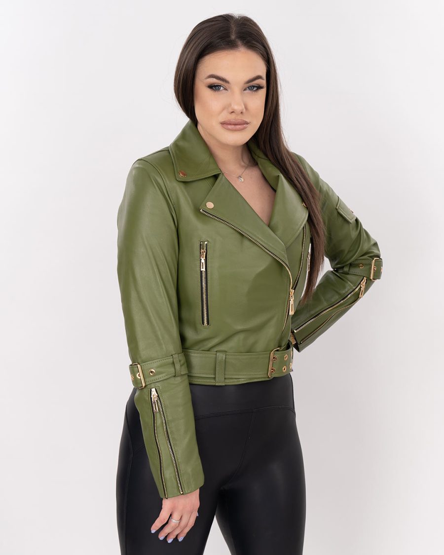 Ženska kožna jakna – Jane – Zelena