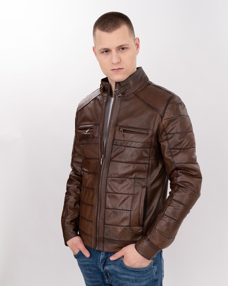 Muška kožna jakna – Maxsim – Braon