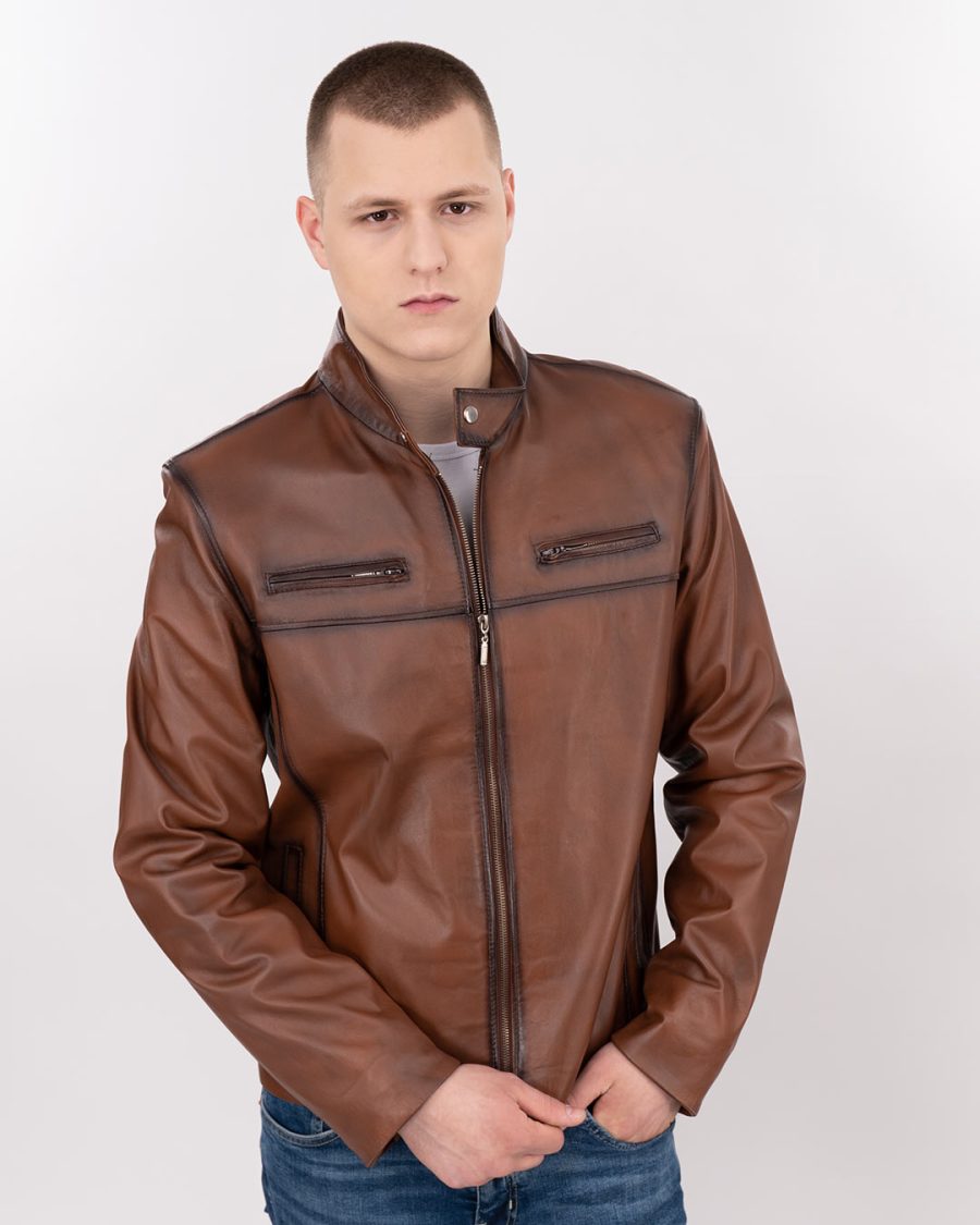 Muška kožna jakna – Cristiano – Oker