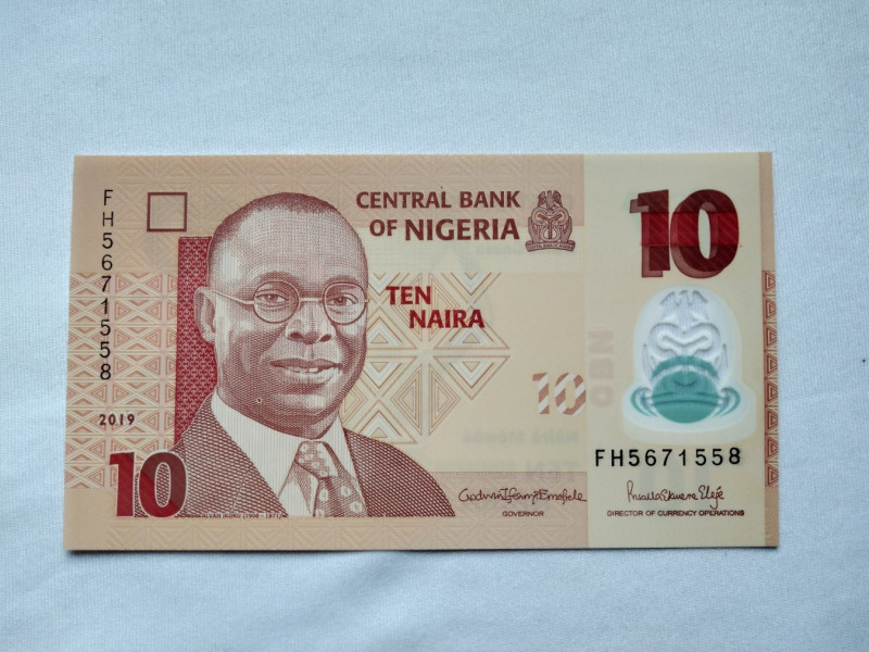 Nigerija 10 naira,2019 god.UNC, polimer