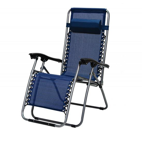 Baštenska stolica podesiva sa jastukom metalna plava Messina