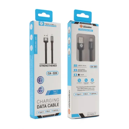 USB Data kabl Teracell Evolution Type C crni 1m