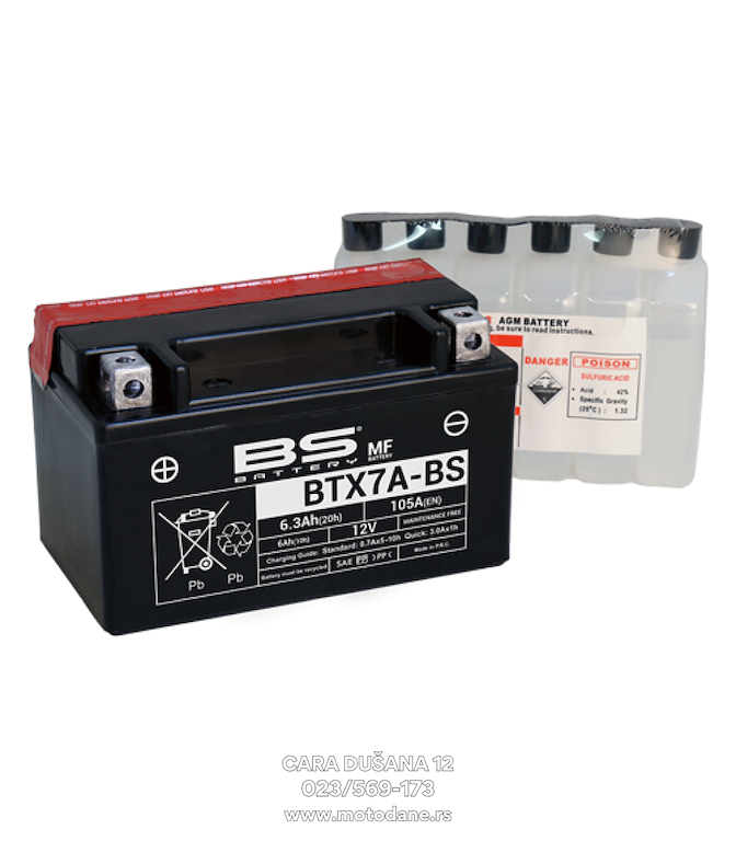 Akumulator BS 12V 6Ah l gel BTX7A-BS levi plus (150x87x93) 90A