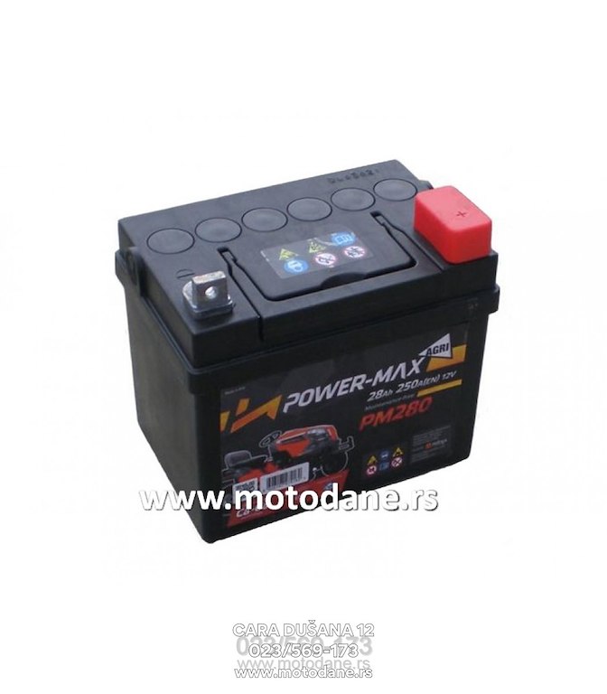 Akumulator POWER MAX AGRI 12V28Ah PM280 D+ 197x131x184mm