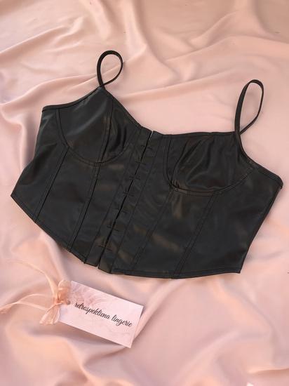 Leather black corset