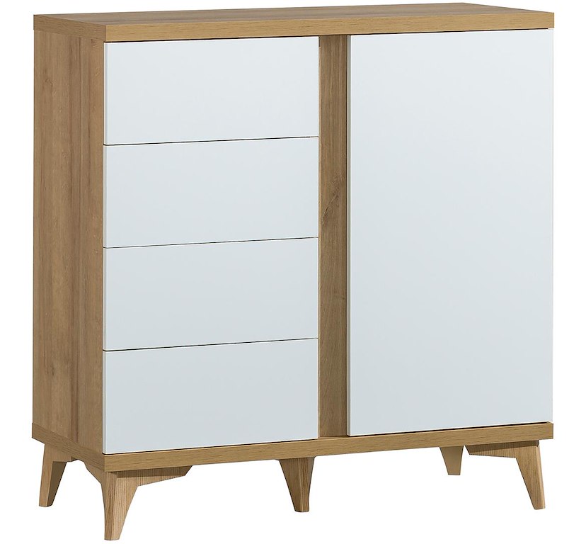 Oslo O5 komoda 1 vrata+4 fioke 85x40x88,1 hrast/bela