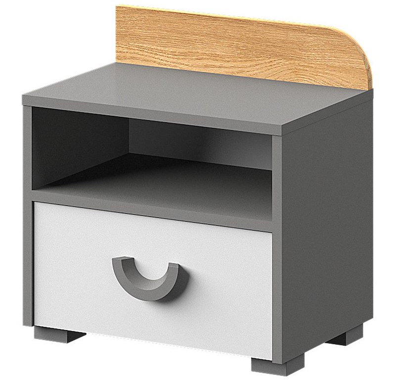 Carini CA12 nocni ormaric 1 fioka 45x31x47 cm hrast/siva/bela