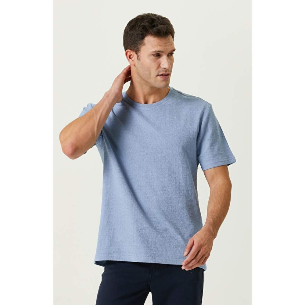Blue Short Sleeve Crew Neck T-Shirt
