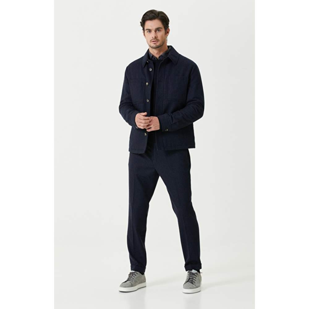 Navy Blue Wool Trousers