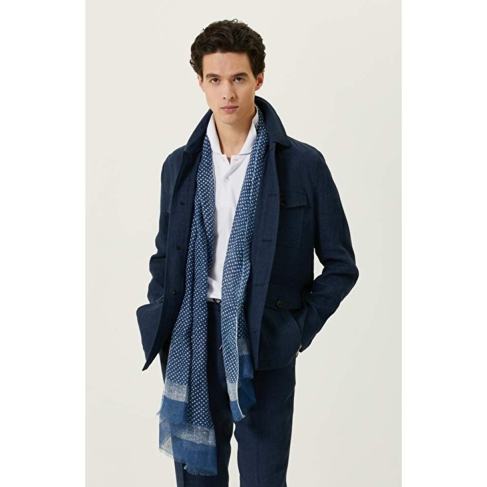 Navy Blue Linen Coat Jacket