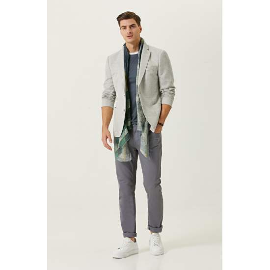 Gray Straight Leg Casual Trousers