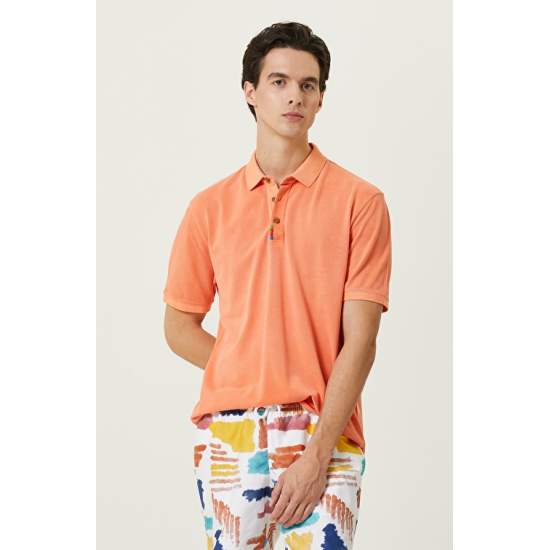 Orange Polo Neck T-Shirt