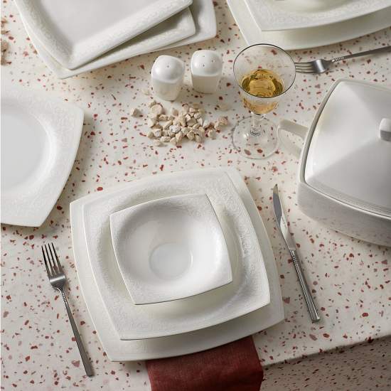 Karaca Fine Pearl Roma 62 Pieces Pearl Dinnerware Set for 12 Persons