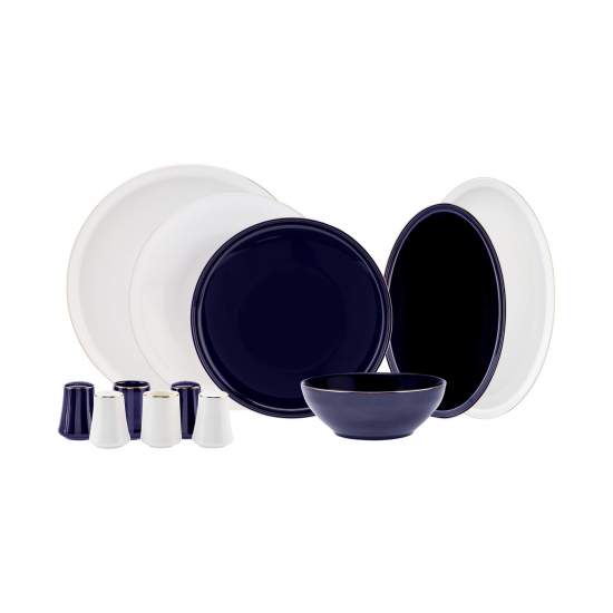 Karaca Elara Blue White 57 Pieces New Bone Dinnerware Set for 12 Persons