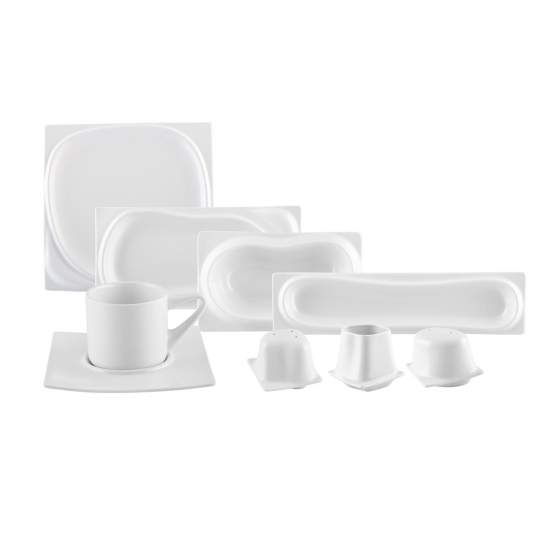 Karaca Block 29 Pcs Porcelain Breakfast/Serving Set for 6 Persons Square