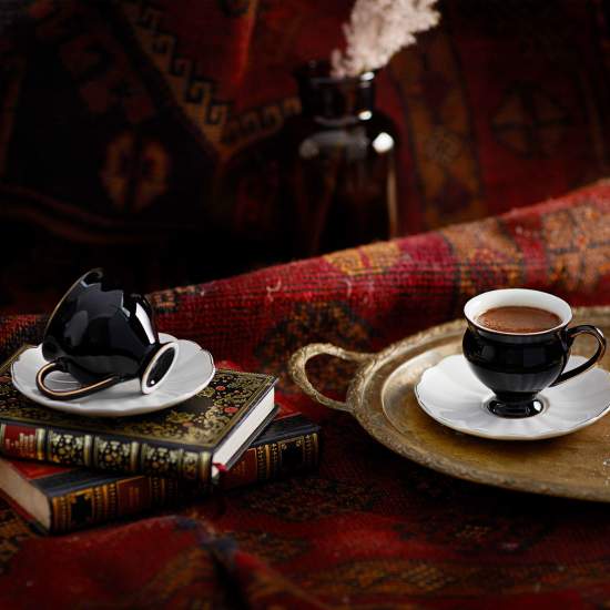 Karaca Black Swan Set of 6 Coffee Cups