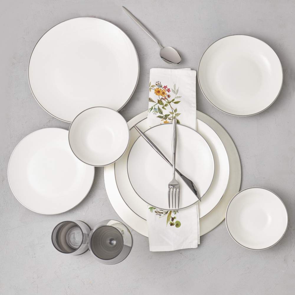 Karaca Alicia 24 Pieces 6 Person Porcelain Platinum Dinnerware