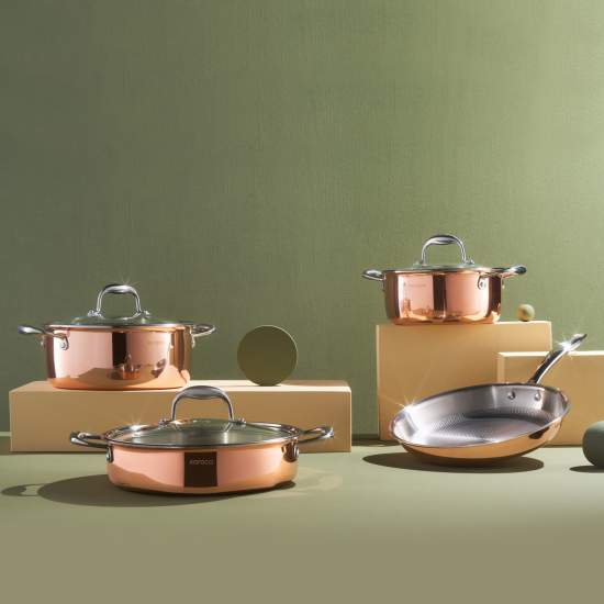 Karaca 3Ply Power Steel Copper 7 Piece Cookware Set