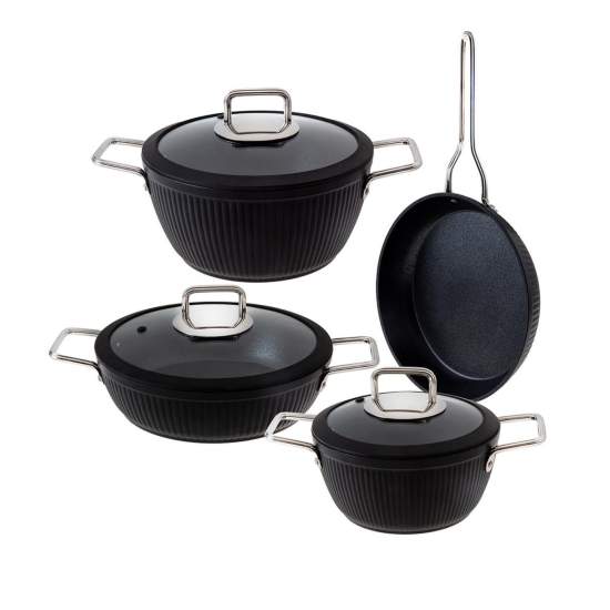 Jumbo Dublin Black 7 Piece Granite Cookware Set