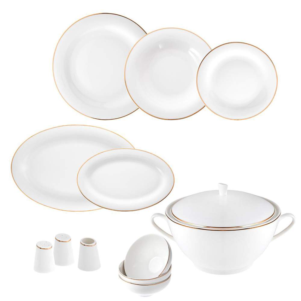 Jumbo Bright Gold 60 Pieces Dinnerware Set for 12 People