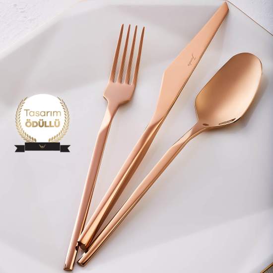 Jumbo 5100 Quartz 84 Pieces Cutlery Set for 12 People Titanium Bronze