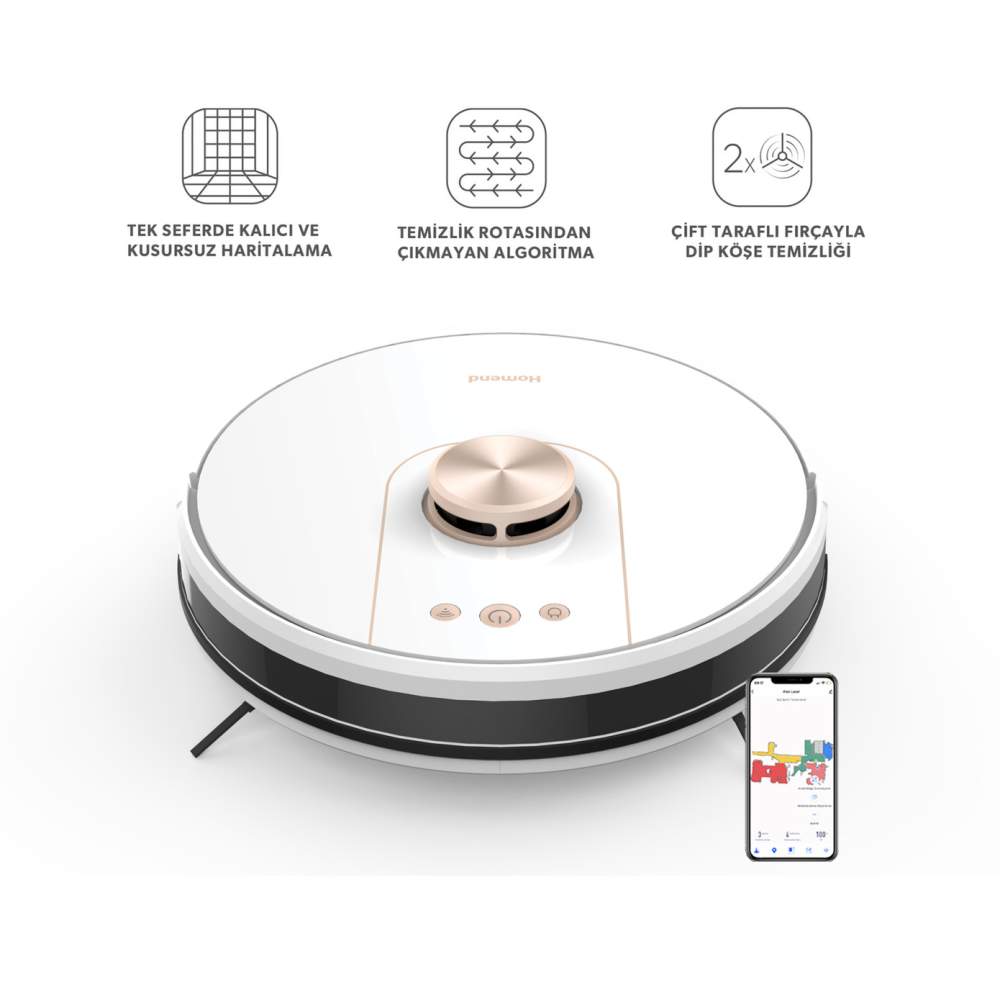 Homend Alex Laser Pro 1285H Smart Robot Vacuum Cleaner with Mapping White Gold