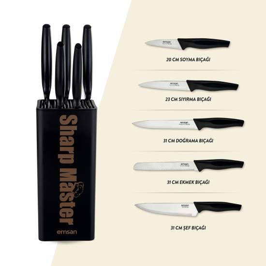 Emsan Sharp Master 6 Piece Knife Set