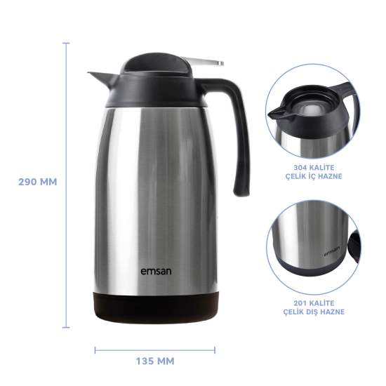 Emsan New Vega Thermos Inox 2.1 Liter