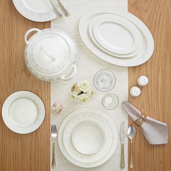 Emsan New Bone New Anderson 60 Pieces Round Dinnerware Set for 12 Persons