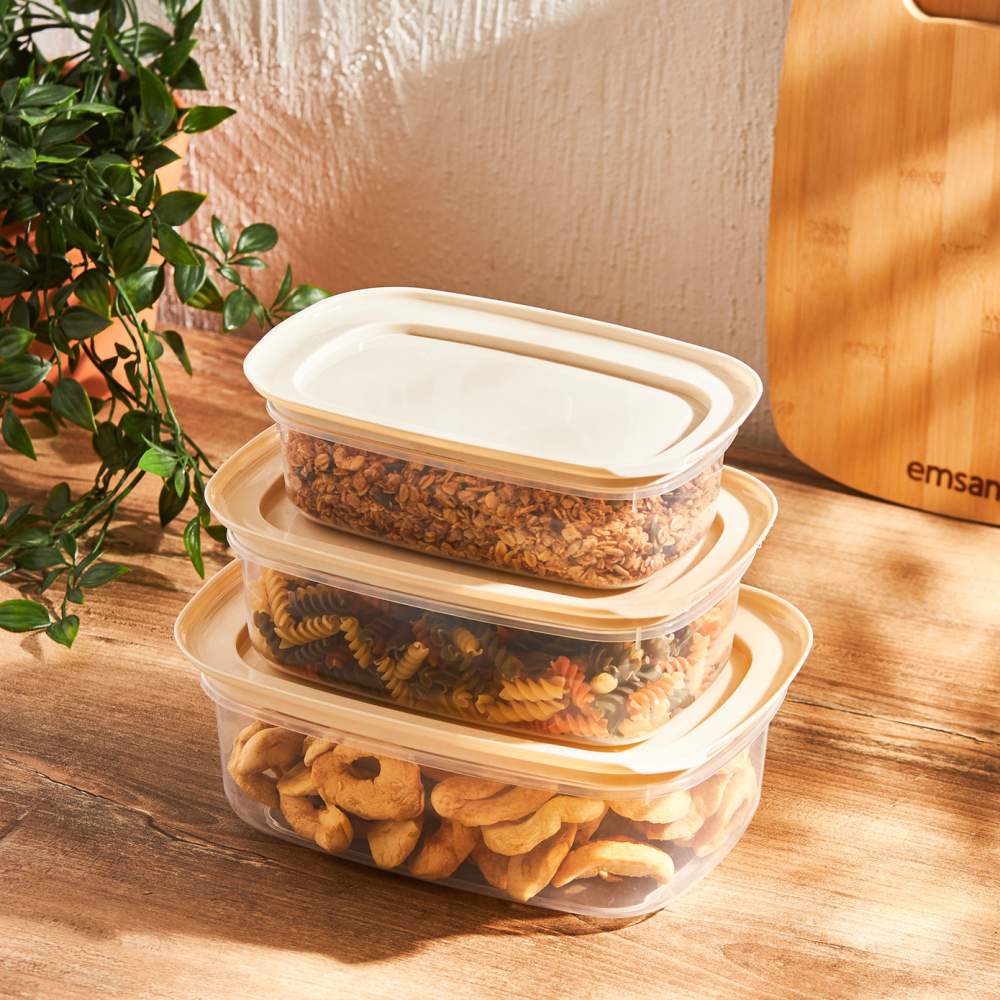 Emsan Kita Ecru 3 Pcs Storage Container