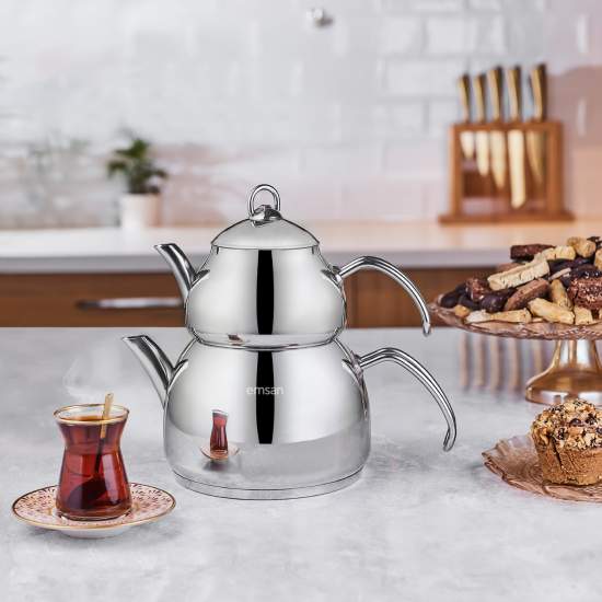 Emsan Helis Midi Steel Teapot Set