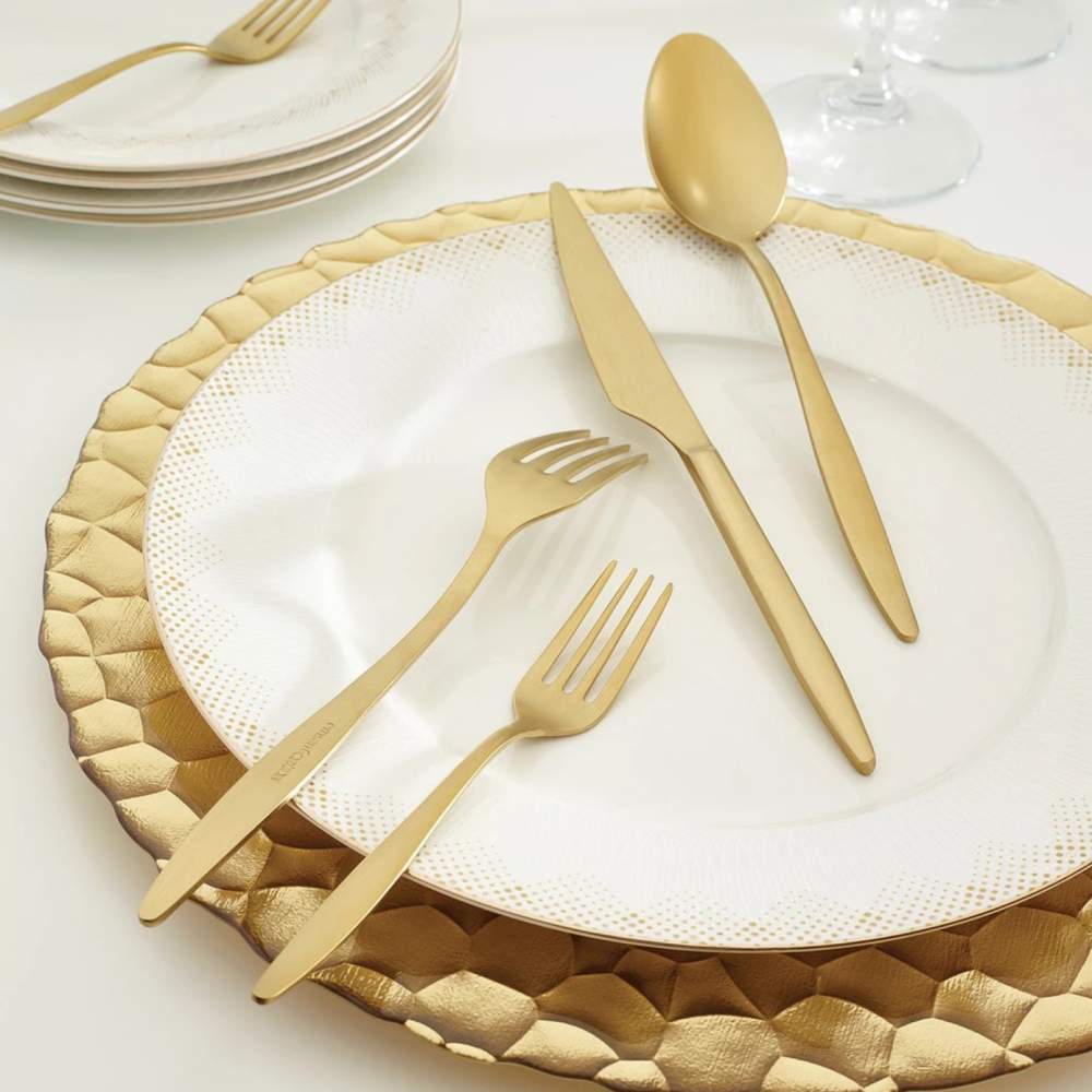 Emsan Goldinoks 24 Pcs Cutlery Set for 6 People New Matte Gold