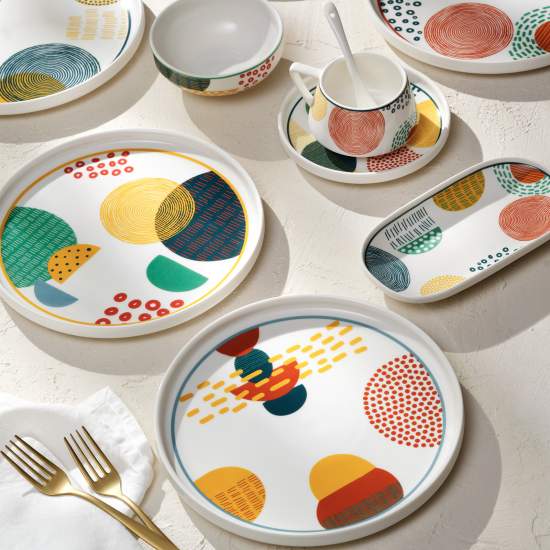 Emsan Color Mix Porcelain 32 Pieces Breakfast/Serving Set for 6 Persons