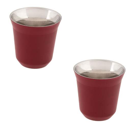 Jumbo Glory 7 Double Wall 2 Pcs Thermo Steel Cup 80 ml - Red