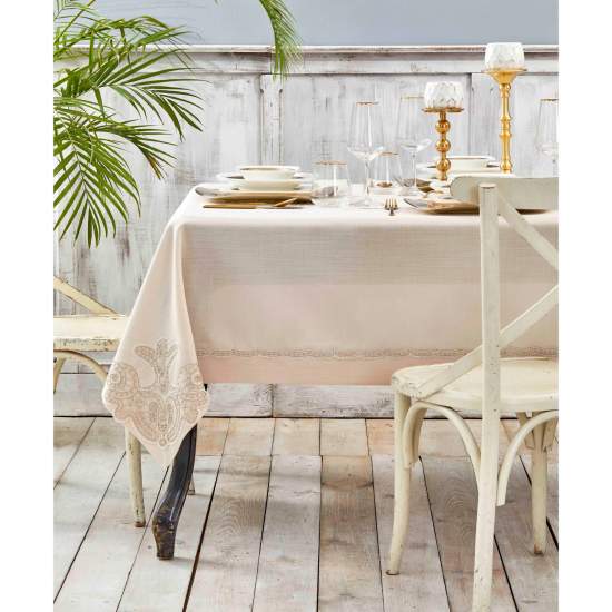 Karaca Home Ades Beige French Lace 160x240 Table Cloth