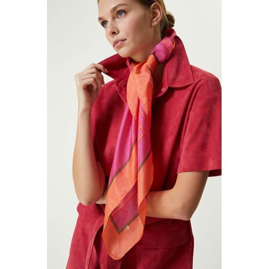 Fuchsia Orange Silk Scarf